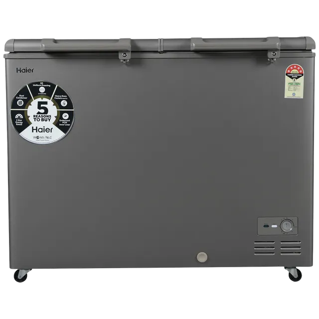 Haier Titanium 345 Litres 5 Star Double Door Deep Freezer with Stabili